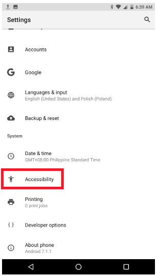 How to change accessibility settings on the Razer Phone