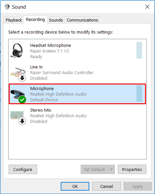 The mic on the Razer Blade is not working