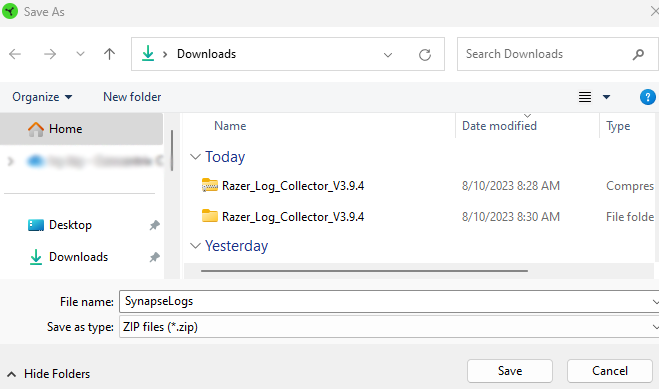 How to gather Razer Synapse logs from a PC