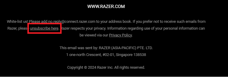 How to manage emails that you receive from Razer