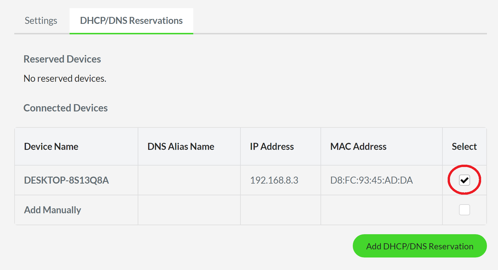 How to configure DHCP reservation on the Razer Sila
