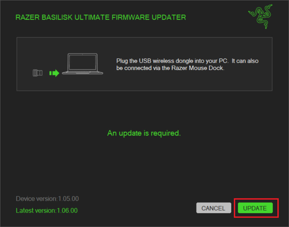 Razer Basilisk Ultimate Firmware Updater | RZ01-03170