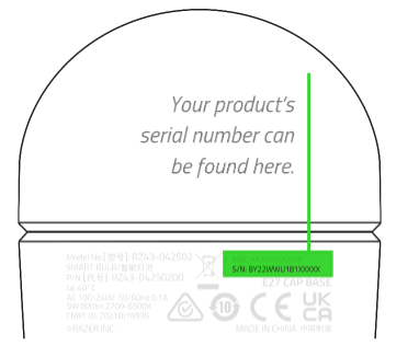 How to find the serial, product, or part number on a Razer device