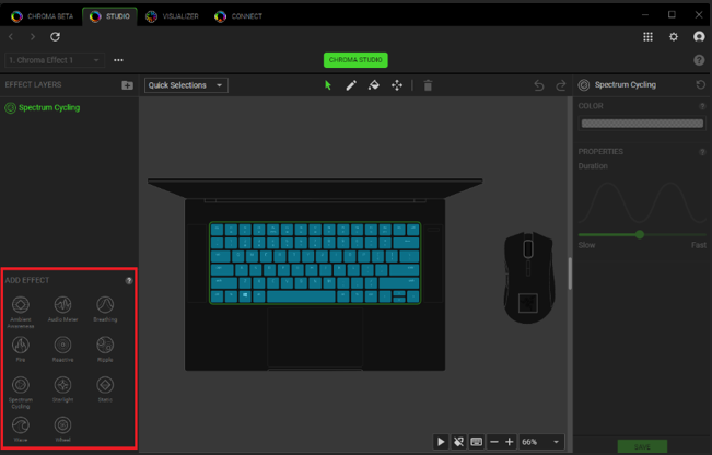 How to add lighting effects on Razer Chroma Studio