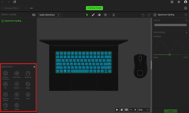 How to add lighting effects on Razer Chroma Studio