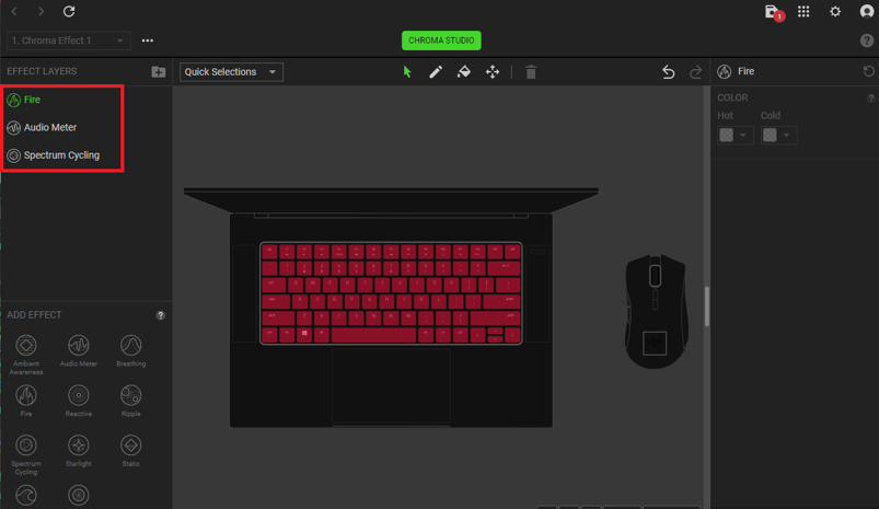 How to add lighting effects on Razer Chroma Studio