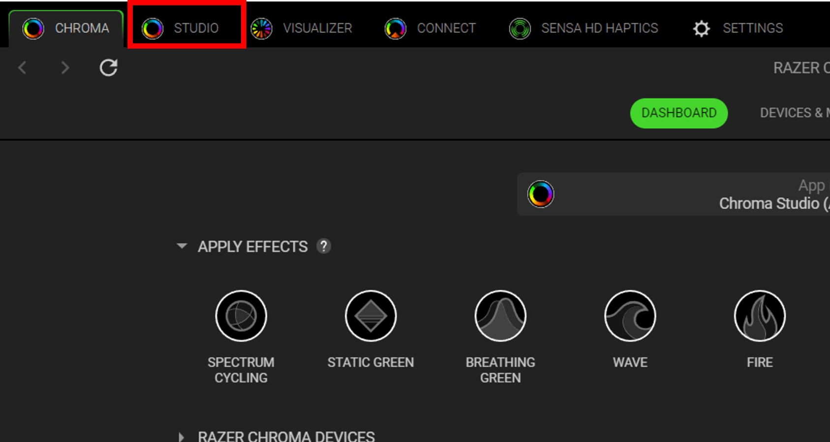 How to remove a Chroma effect on Razer Chroma Studio
