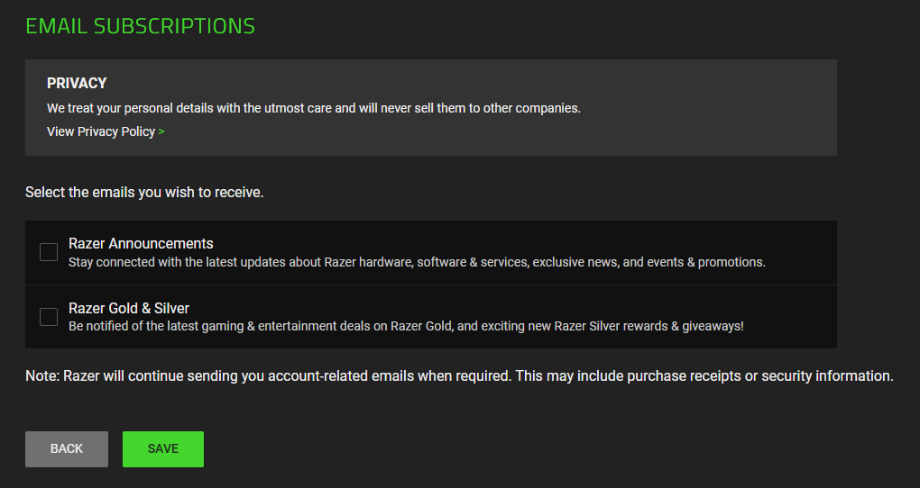 How to manage emails that you receive from Razer
