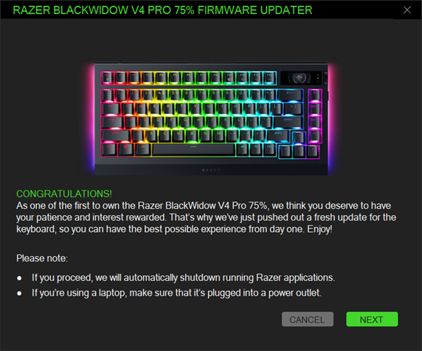 Razer BlackWidow V4 Pro 75% Firmware Updater | RZ03-0513