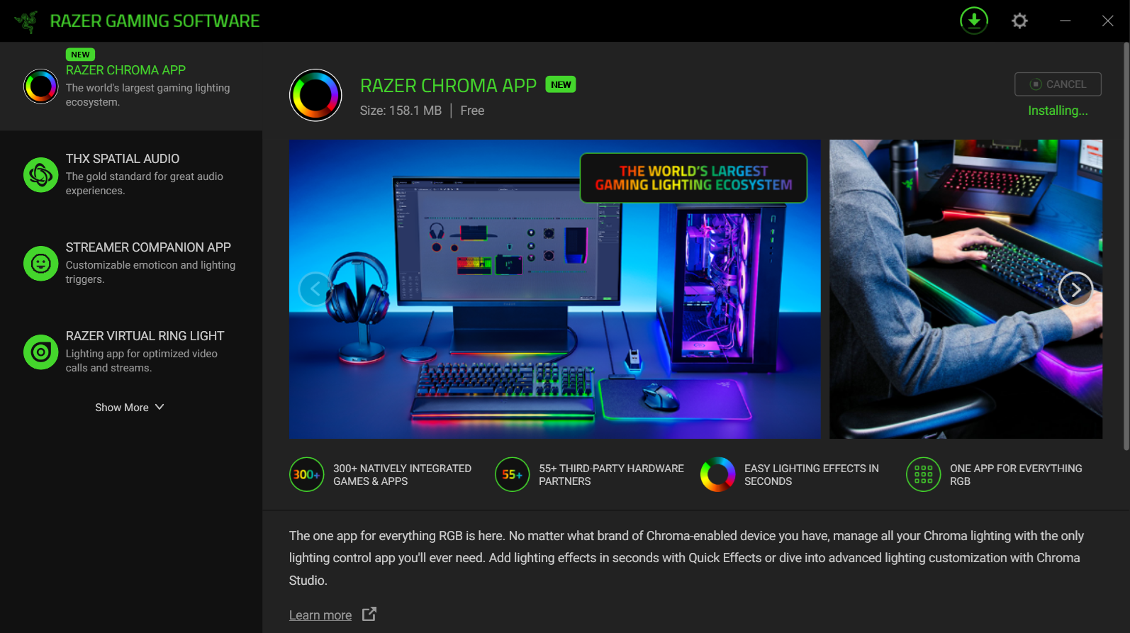 How to install or upgrade the Razer Chroma App