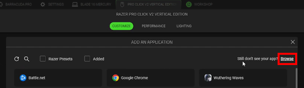 How to assign app-specific button mappings to your Razer Pro Click V2 mouse