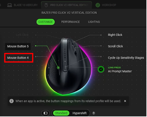 How to assign app-specific button mappings to your Razer Pro Click V2 mouse