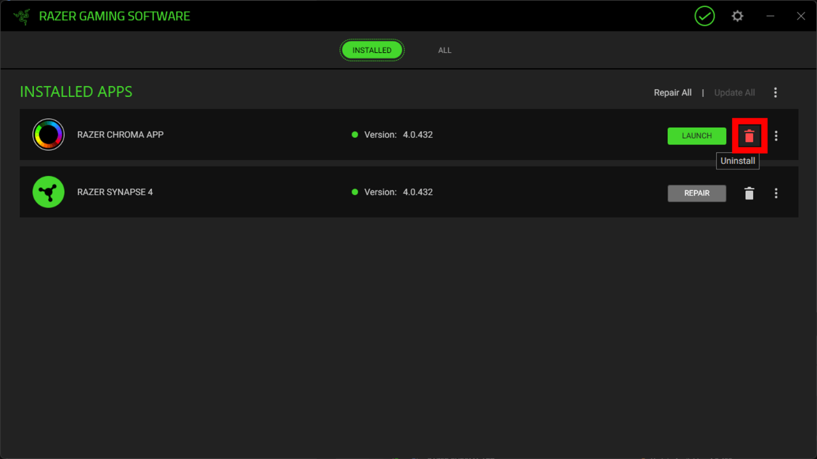How to reinstall Razer Chroma App