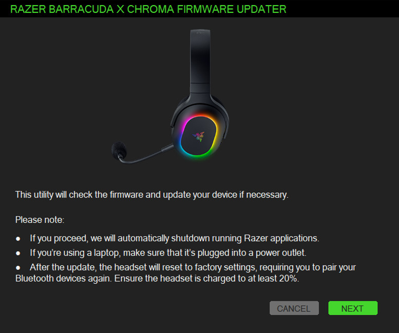 Razer Barracuda X Chroma Firmware Updater | RZ04-0522