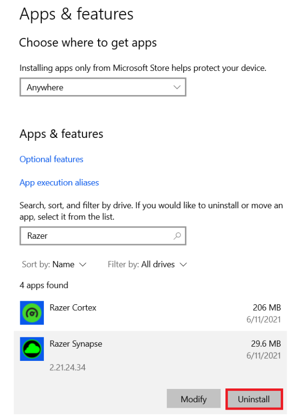 How to re-install Razer Synapse on Windows