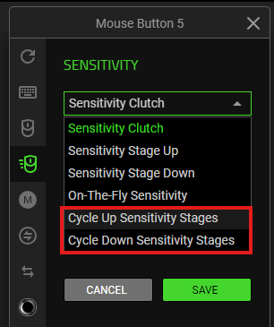 How to enable the Cycle Up or Down Sensitivity Stages feature on a ...