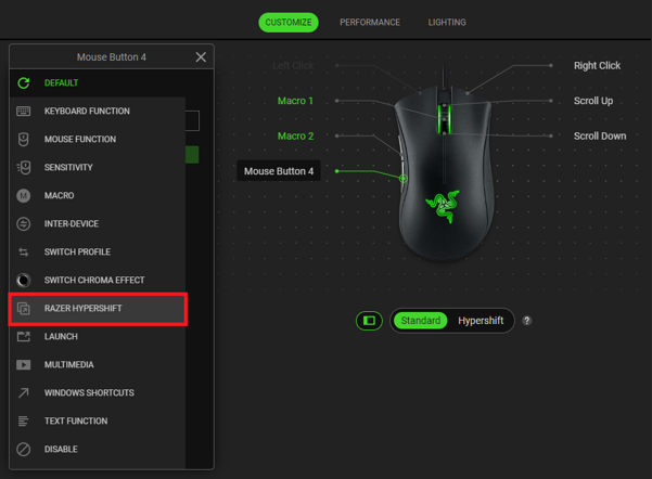 How to activate the Razer Hypershift on a Razer mouse