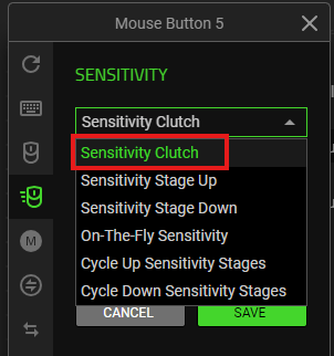 How to enable the Sensitivity Clutch on a Razer mouse