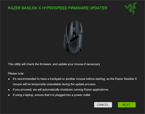 Razer Basilisk X HyperSpeed Firmware Updater | RZ01-03150