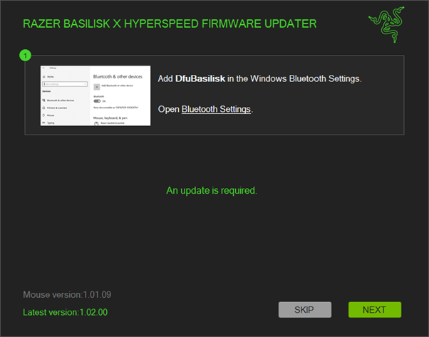Razer Basilisk X HyperSpeed Firmware Updater | RZ01-03150