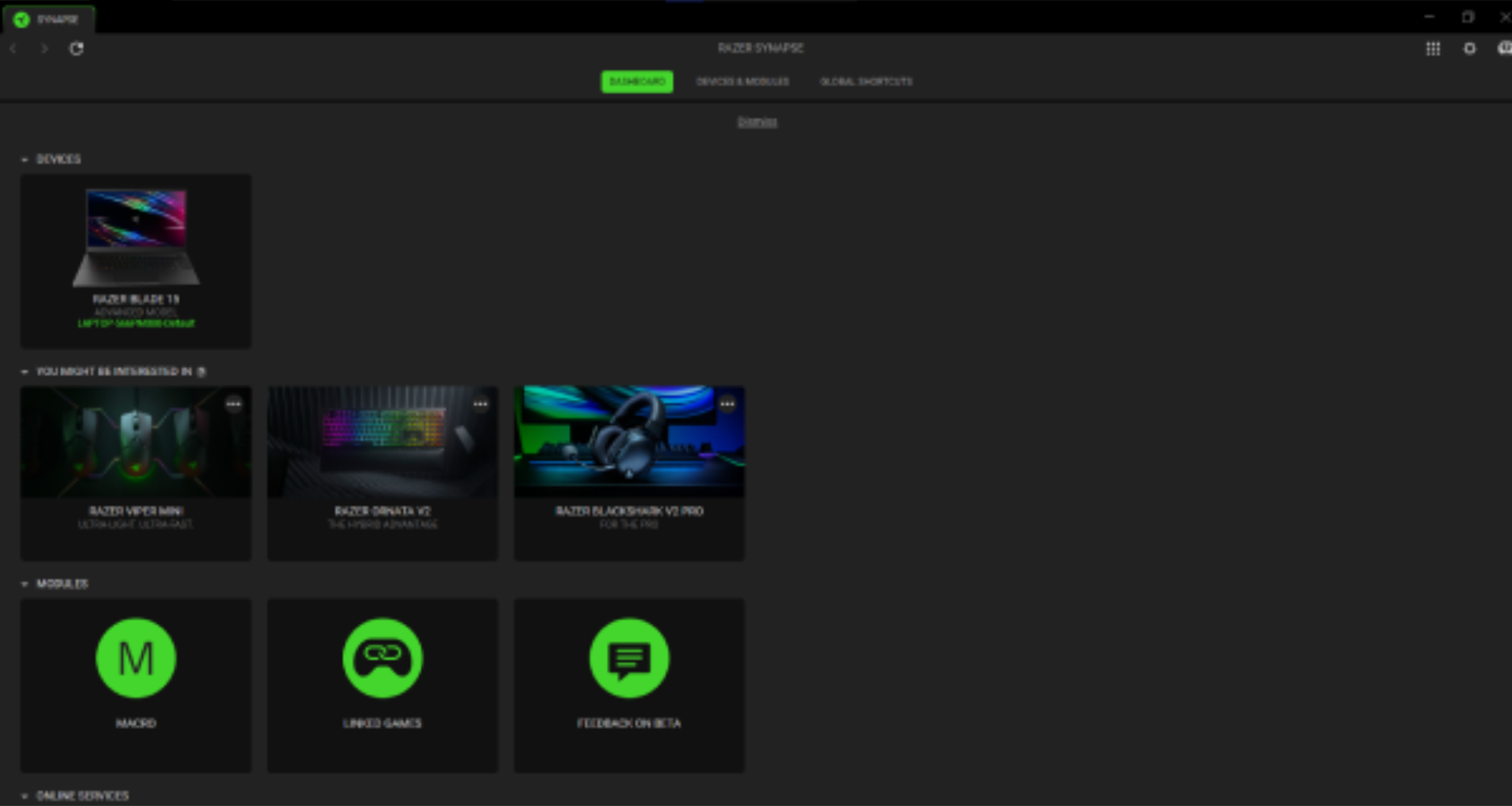 How to restore a missing module in Razer Synapse
