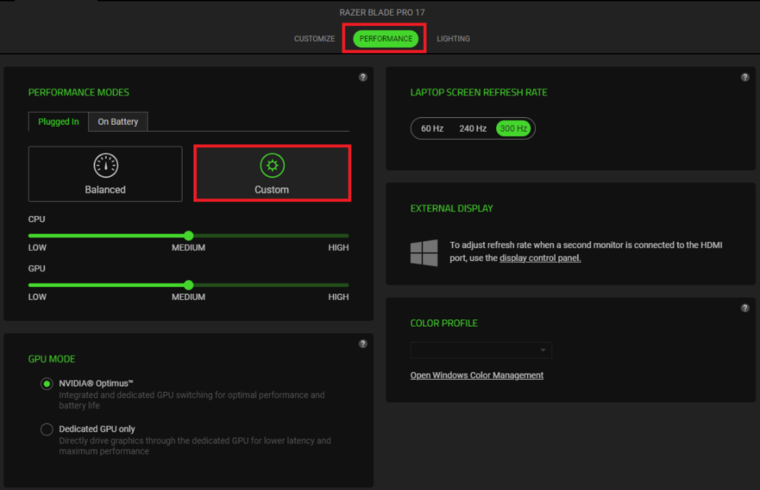 How to enable Performance or Gaming Mode