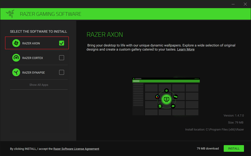 How to install the Razer Axon