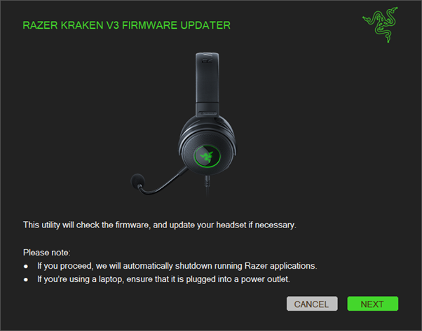 Razer Kraken V3 Firmware Updater RZ04 03770200