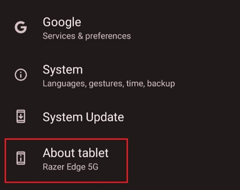 How to find the Build number of the Razer Edge