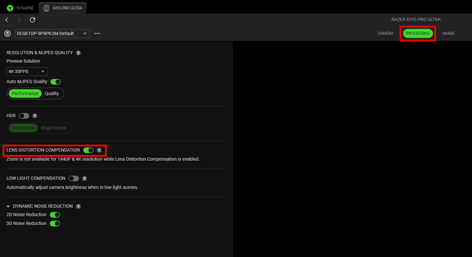 How to change the field of view on the Razer Kiyo Pro Ultra