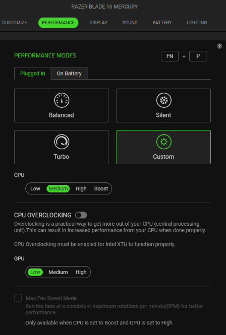 How to overclock or undervolt a Razer Blade with Intel processor via Razer Synapse